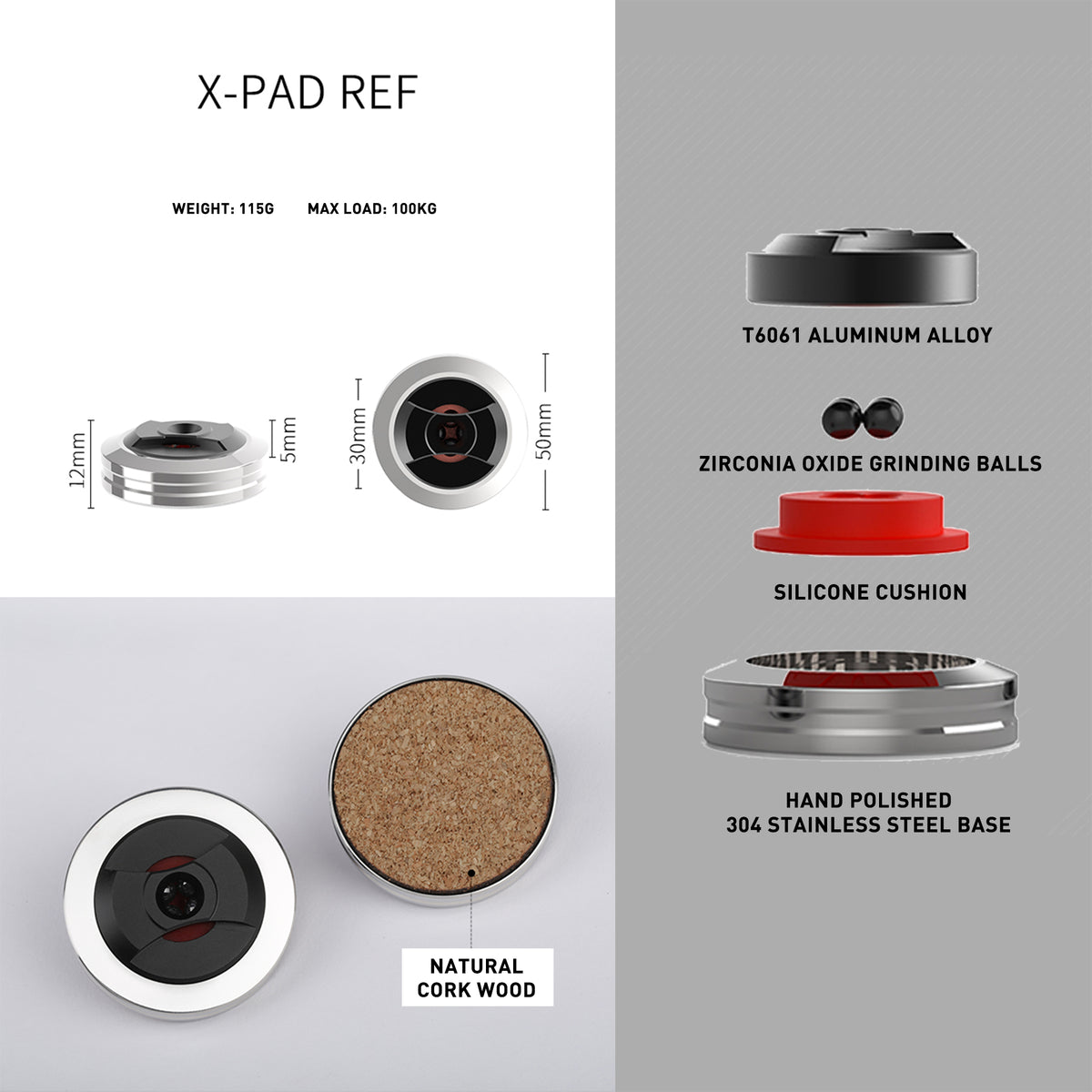 X-PAD REF Speaker spike pads shoes - Audio Bastion